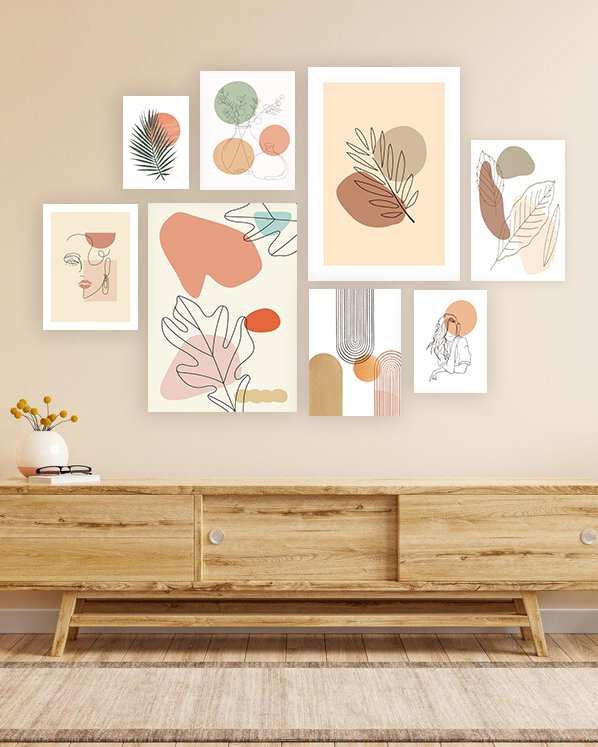Blush Botanicals: Abstract Gallery Wall Printed Canvas Set - ARTIQUE ...