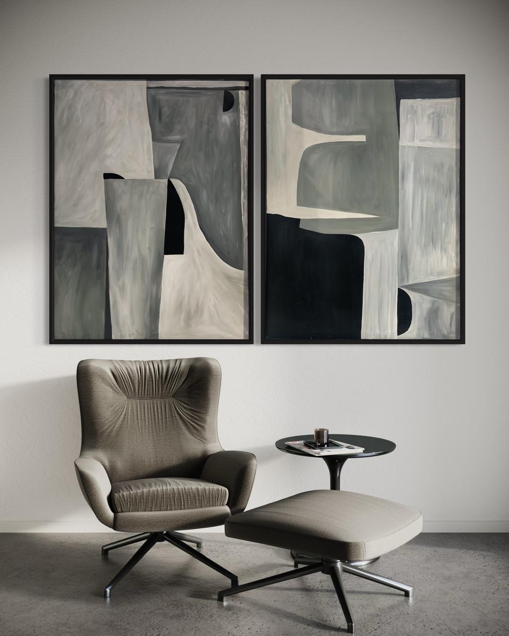 Shades of Grey: Modern Abstract Art Set 60*80*2 cm - ARTIQUE Gallery