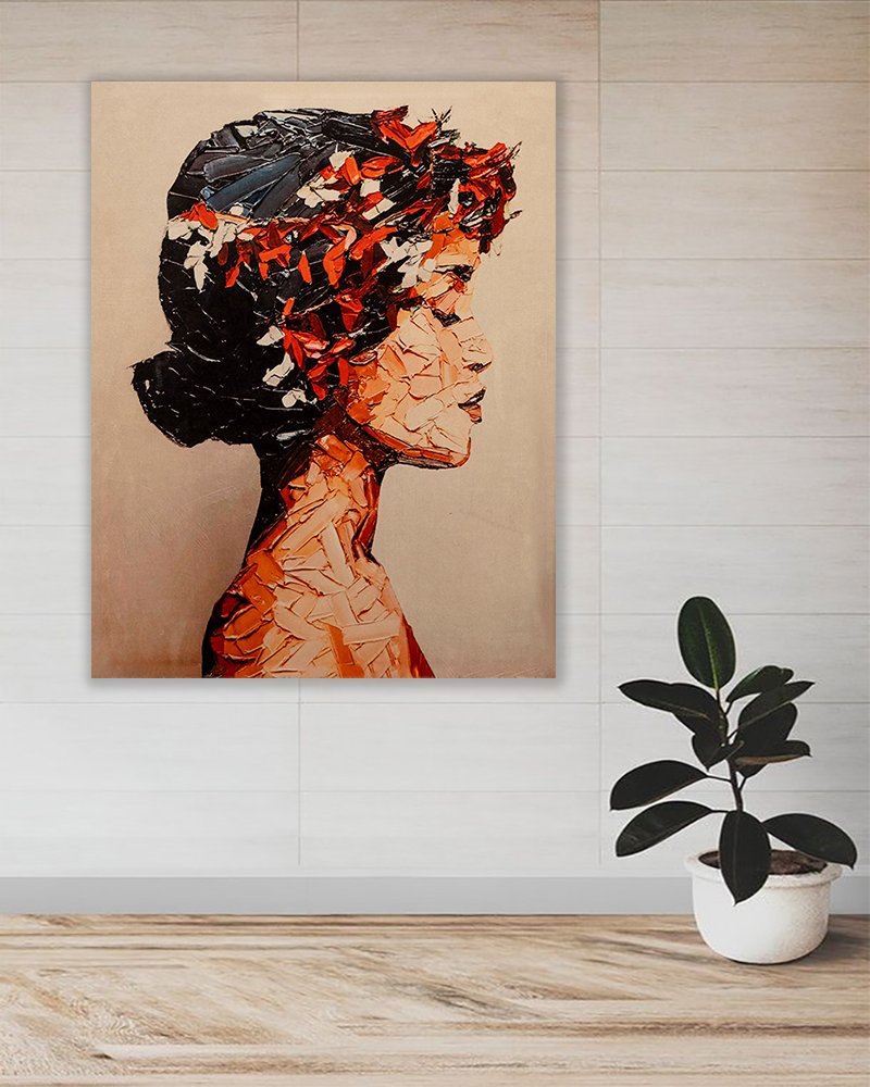 Brush Strokes Elegance: Abstract Portrait of a Woman - Printed Canvas ...