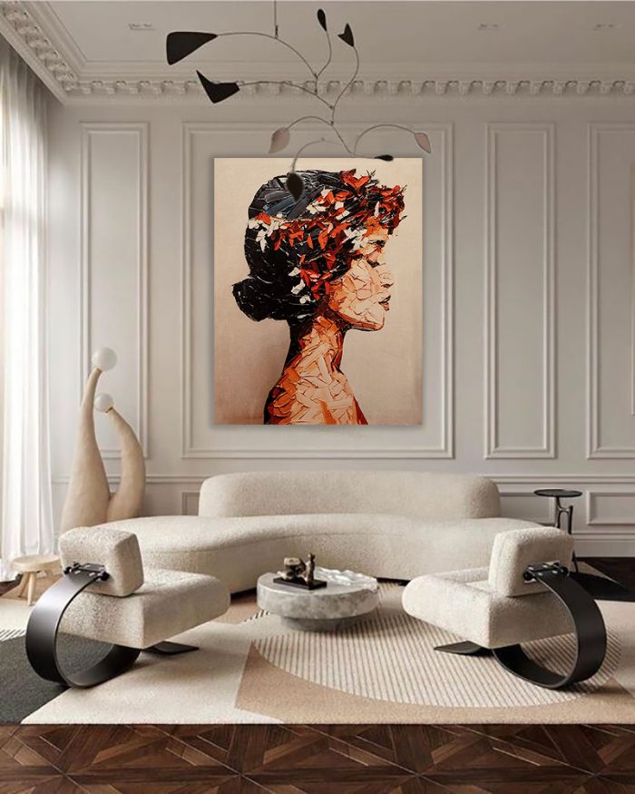 Brush Strokes Elegance: Abstract Portrait of a Woman - Printed Canvas ...