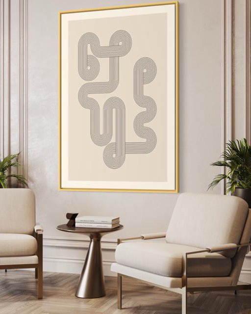 Geometric Pathways: Abstract Line Maze - Printed Canvas - ARTIQUE Gallery