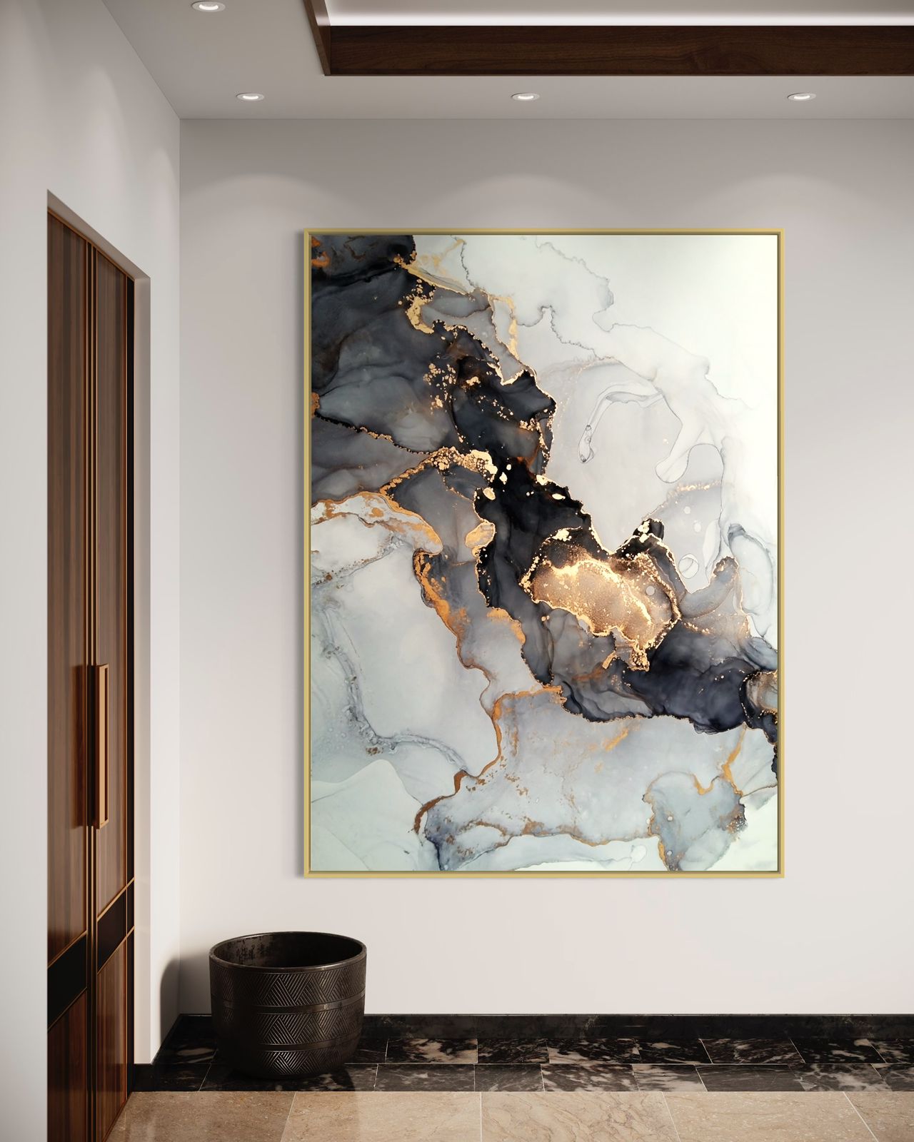 Golden Monochromatic Marble – Printed Canvas - ARTIQUE Gallery