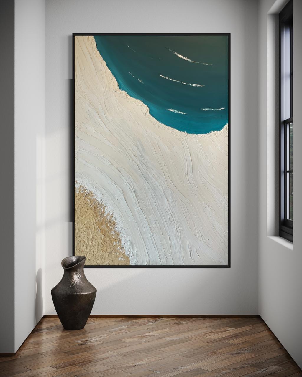 Serene Shoreline: Coastal Blue and Sand Wall Art 100*150 cm - ARTIQUE ...