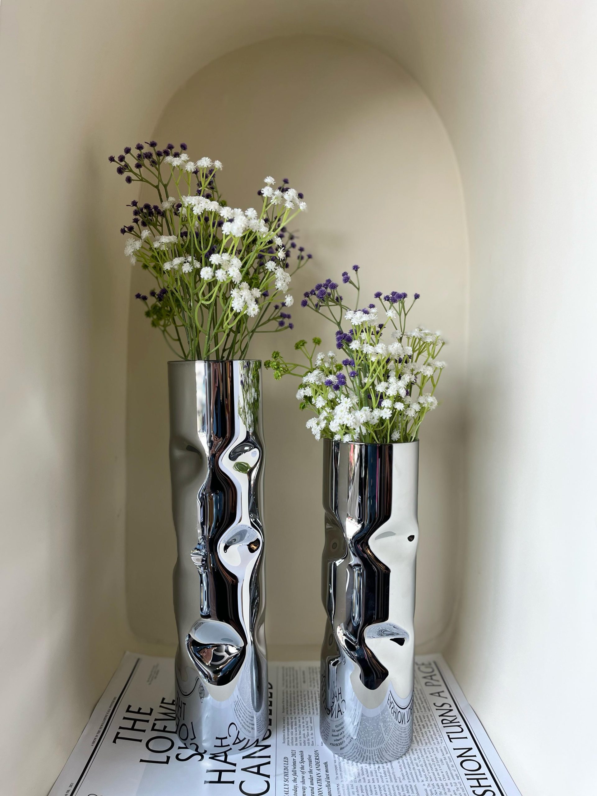 Ripple Chrome Vase Set - ARTIQUE Gallery